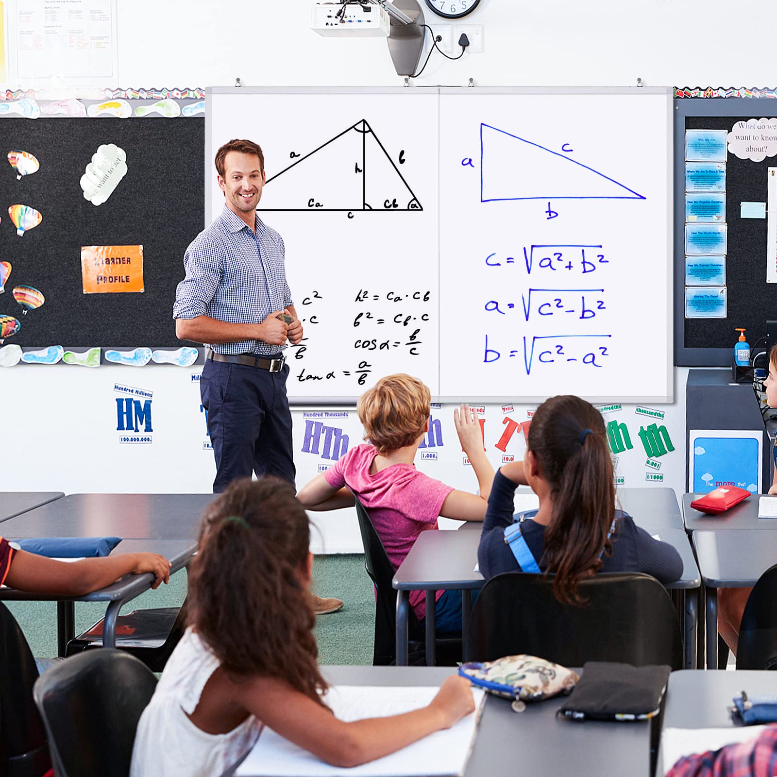 Large Magnetic Whiteboard, maxtek 60 x 36 Magnetic Dry Erase Board Foldable with Marker Tray 1 Eraser 3 Markers and 6 Magnets | 5' x 3' Big Wall-Mounted Memo White Board for Office Home & School