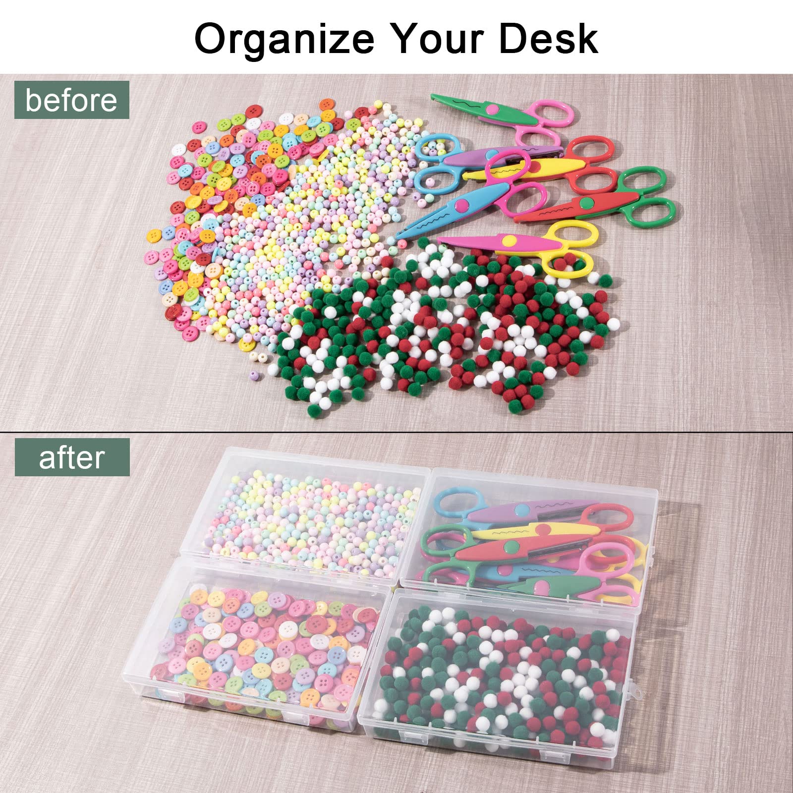 Ganydet 6 Packs Small Plastic Containers, Rectangular Plastic Box, Small Plastic Boxes with Lid, Craft Containers for Craft Supplies and Little Bits, 7.2'' × 4.6'' × 1.3''