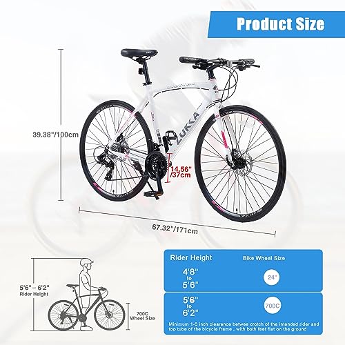 petolovty Hybrid Road Bikes for Men and Women, 700C/28 Inch Road Bikes, 24 Speed Commuter Bike with Sturdy Frame