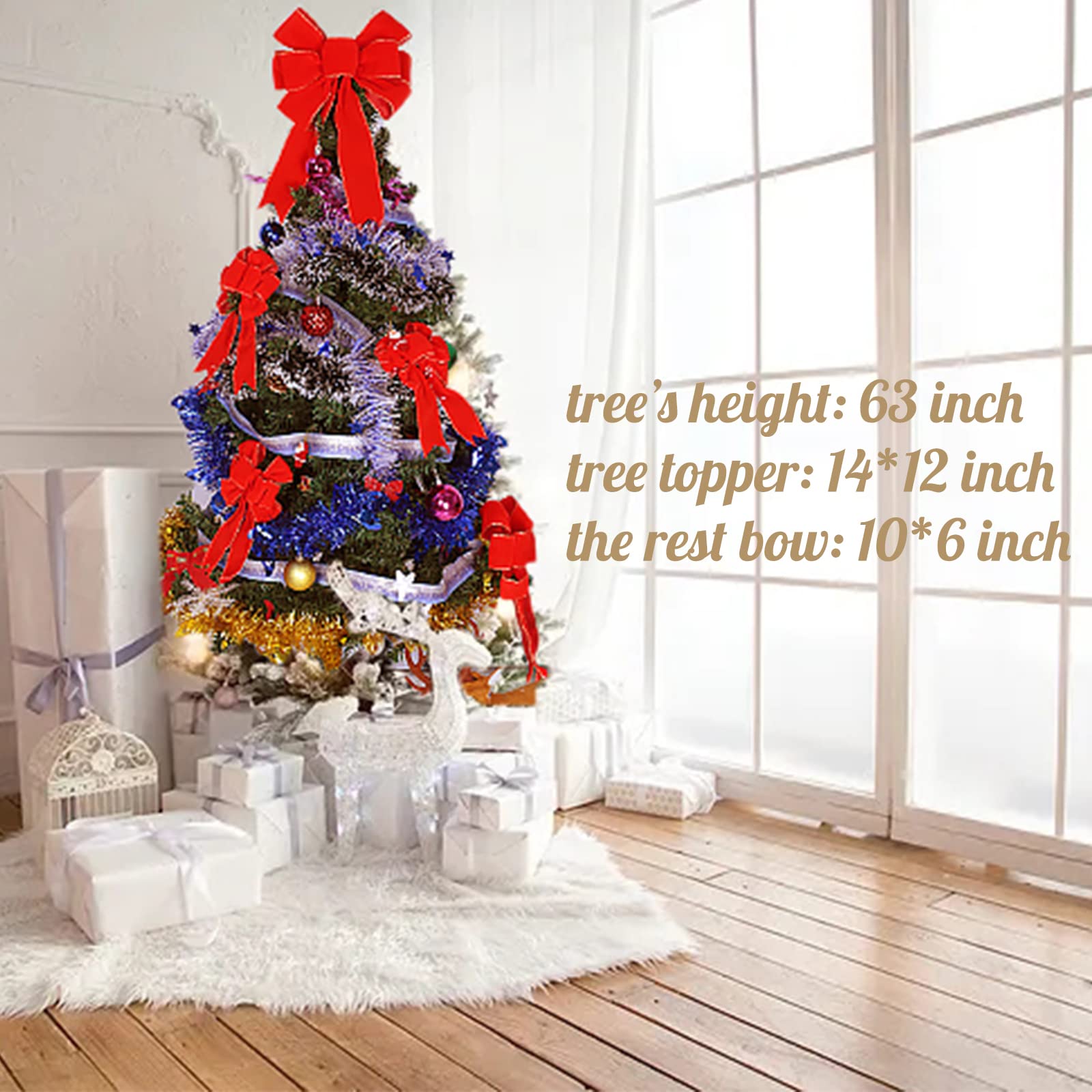 SIMISI RIBBON Red Bows Christmas Decorations Big Wired Velvet Bow with Gold Border for Wreaths Outdoor, Gift Wrapping, Tree Topper, Outside (12 * 14 inch)