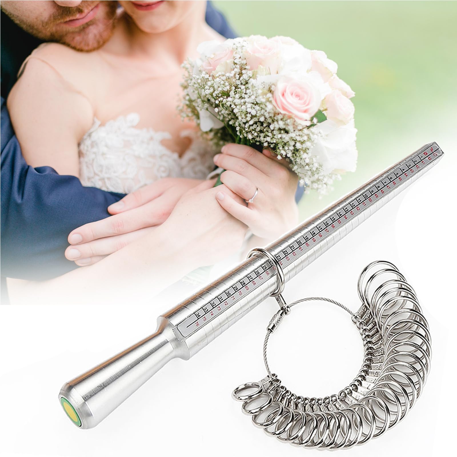 Accmor Ring Sizer Tool Including Ring Mandrel & Ring Sizer Guage, 4 Sizes Ring Measurement Stick Metal Mandrel & Finger Sizing Measuring Tool Set for Jewelry Making Measuring