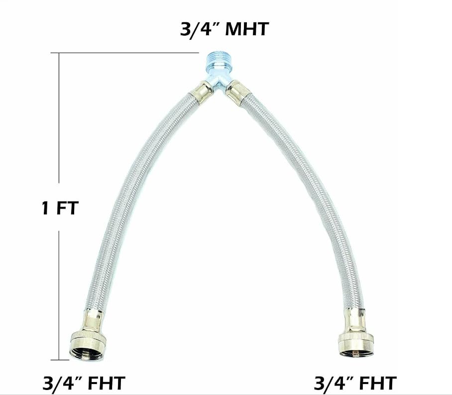 Stainless Steel Washing Machine Y Mixer Hose Connector - 3/4",Replacement for Kelaro OEM