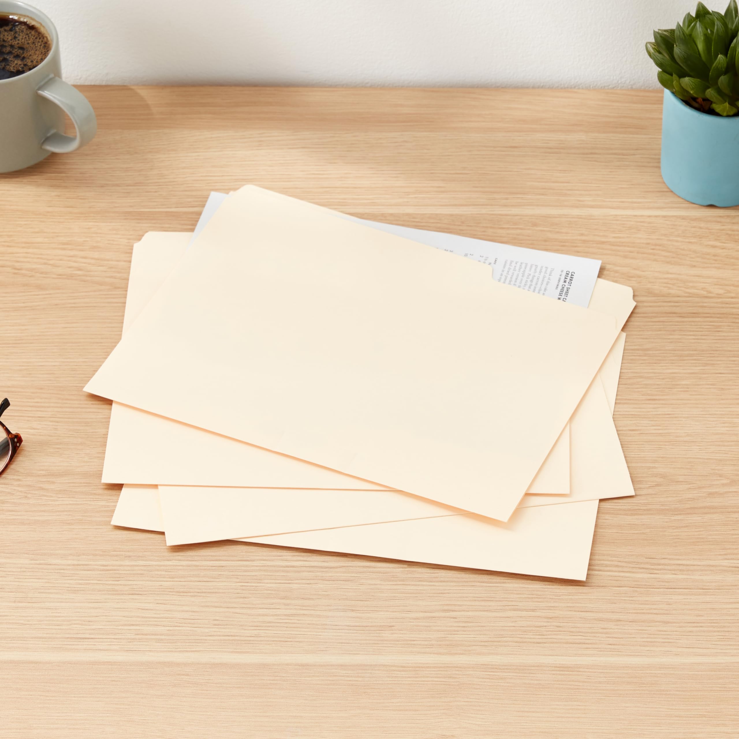 Amazon Basics 1/3-Cut Tab, Assorted Positions File Folders, Letter Size, Manila - Pack of 100