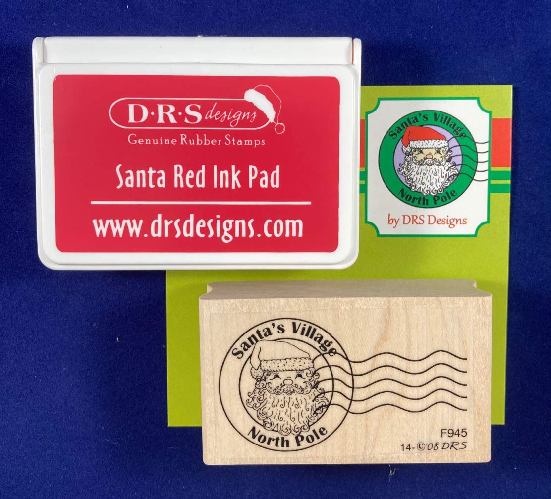 North Pole Santa Postmark Rubber Stamp Set w/Ink Pad