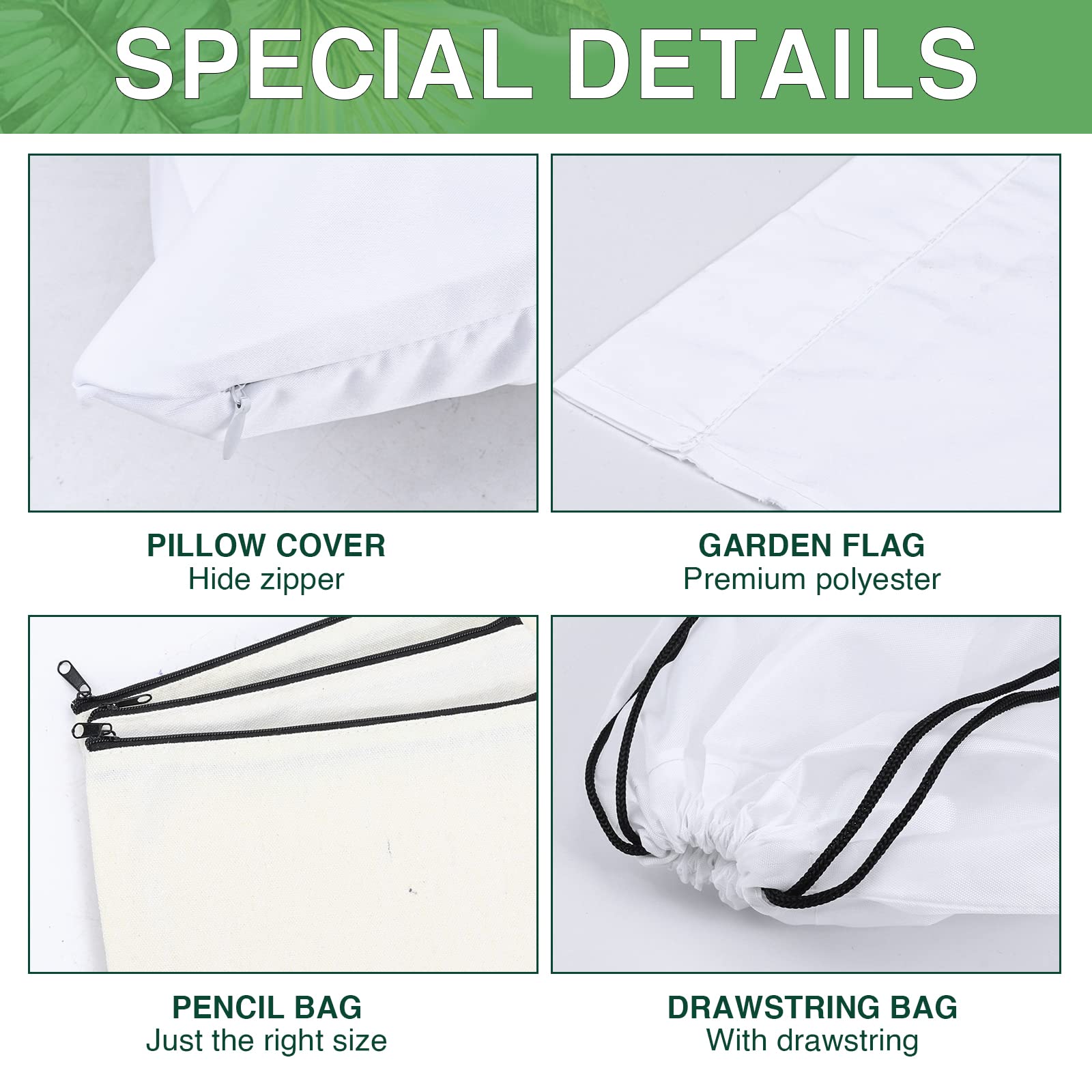 44Pcs Sublimation Blanks Products Set, DIY Sublimation Blanks with Car Coaster, Mouse Pad, Pillow Covers, Garden Flag, Makeup Bag, Drawstring Bag for Sublimation Transfer Heat Press Printing Crafts.