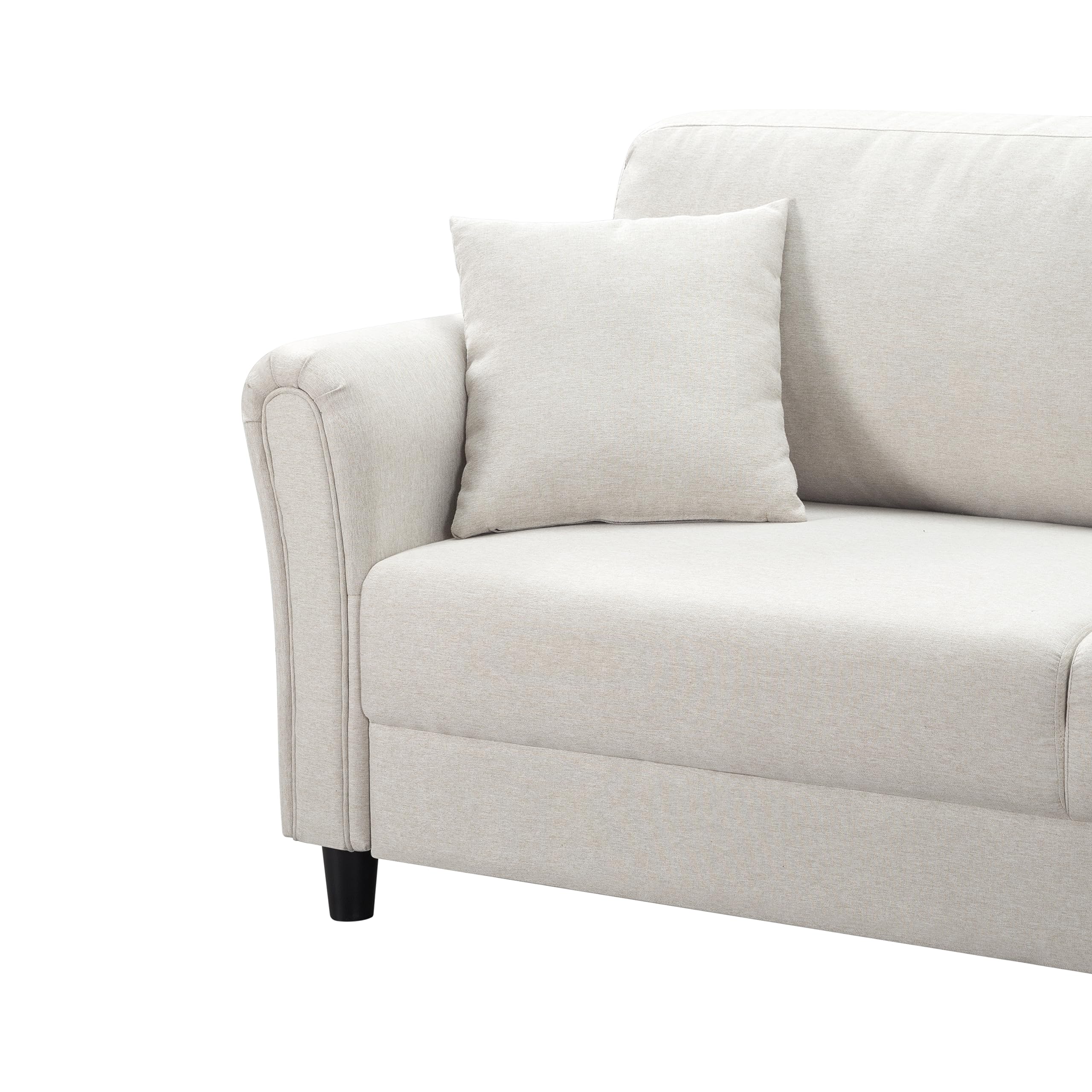 KoiHome 81.5" Loveseat Sofa Couch with 2 Pillows and Rolled Arm, 2-Seat Upholstered Linen Fabric Couch Lounge Furniture, Deep Seated Comfy Sofa for Living Room, Bedroom, Apartment, Office, Beige