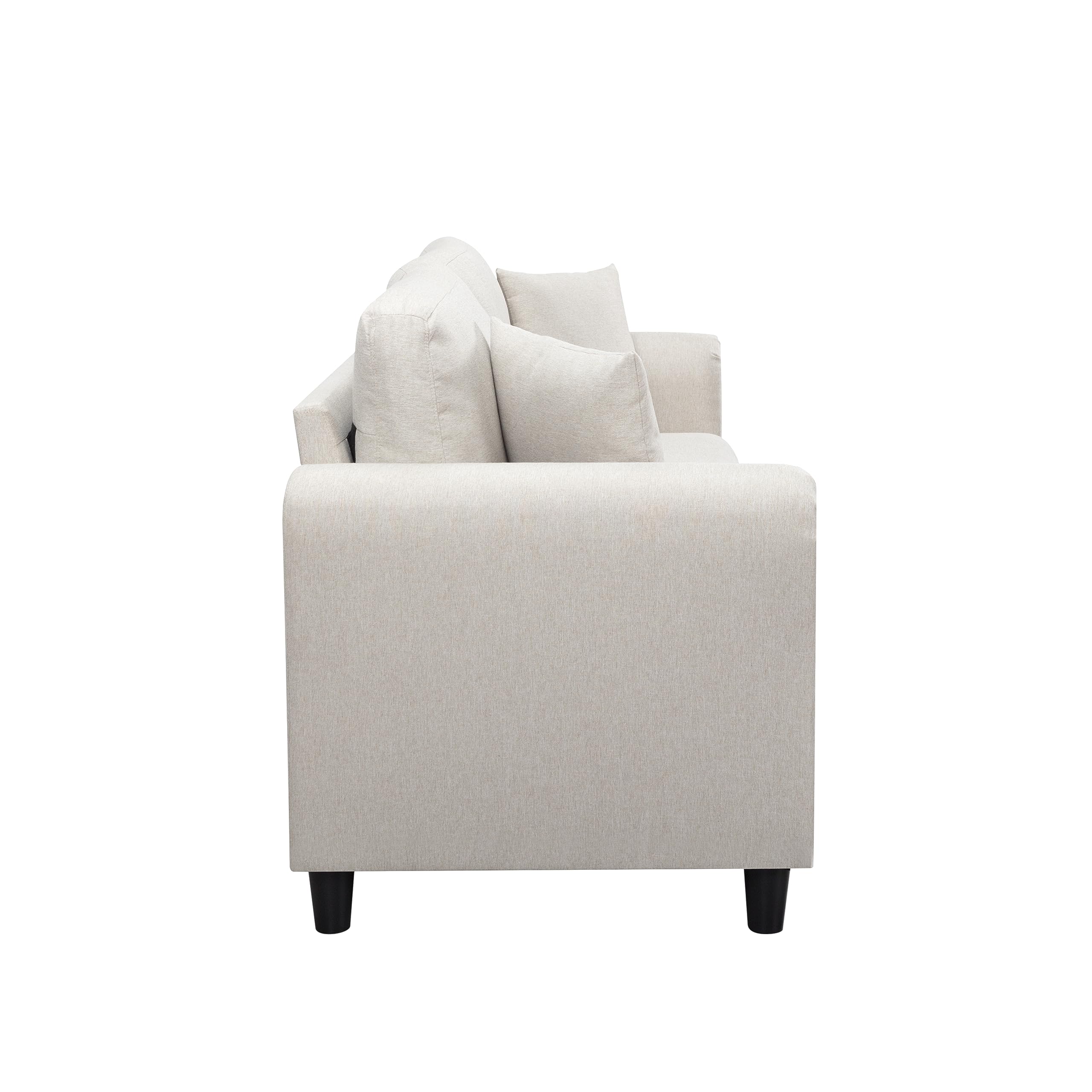 KoiHome 81.5" Loveseat Sofa Couch with 2 Pillows and Rolled Arm, 2-Seat Upholstered Linen Fabric Couch Lounge Furniture, Deep Seated Comfy Sofa for Living Room, Bedroom, Apartment, Office, Beige