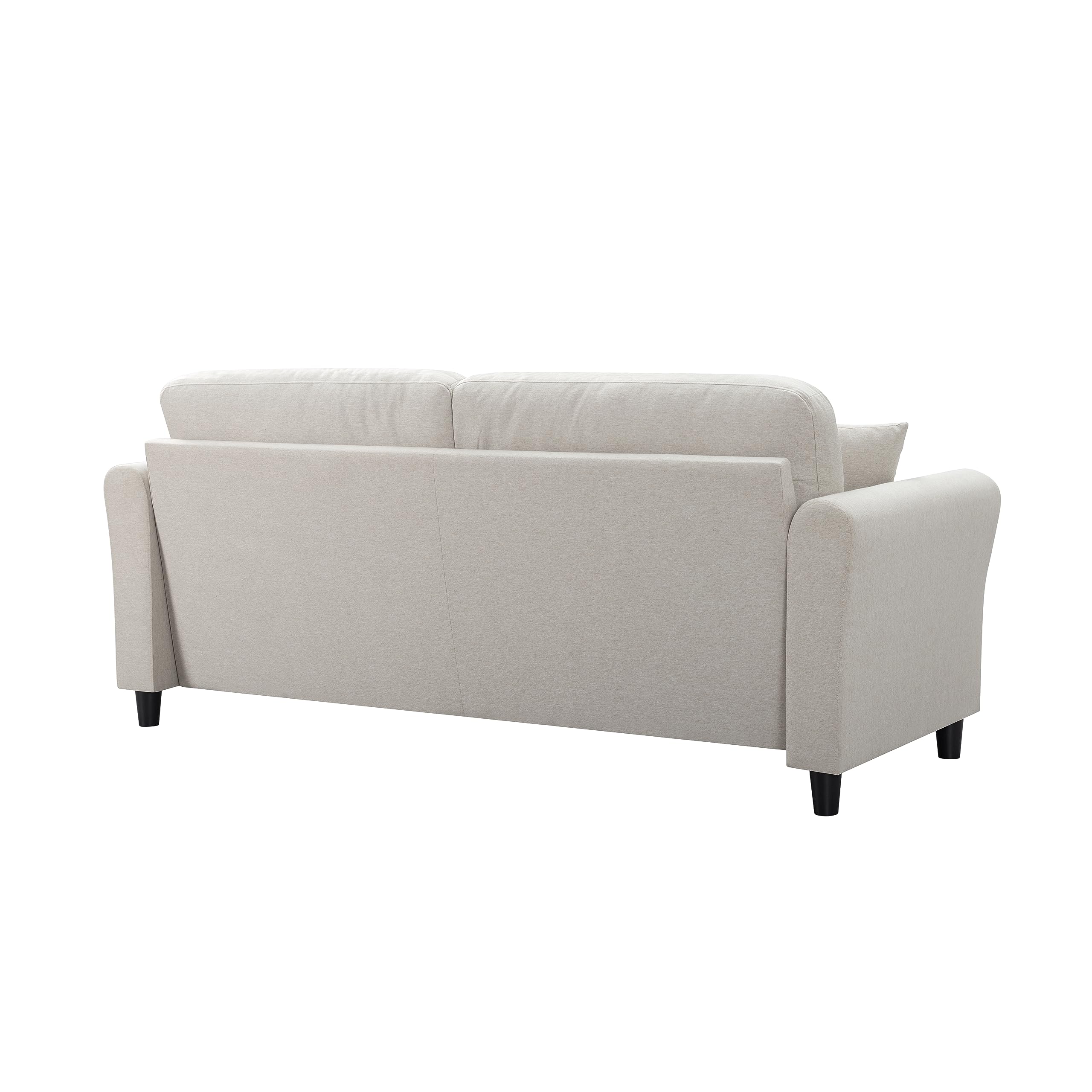 KoiHome 81.5" Loveseat Sofa Couch with 2 Pillows and Rolled Arm, 2-Seat Upholstered Linen Fabric Couch Lounge Furniture, Deep Seated Comfy Sofa for Living Room, Bedroom, Apartment, Office, Beige