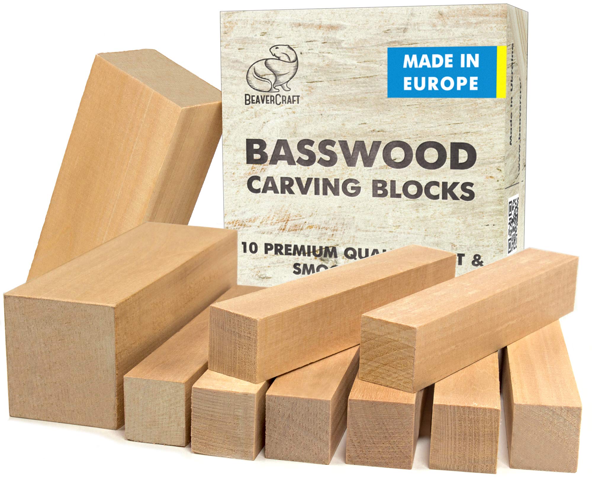 BeaverCraft BW10 Basswood Carving Blocks Set - Basswood for Wood Carving - Wood Blocks - Whittling Wood Carving Wood Blocks for Carving