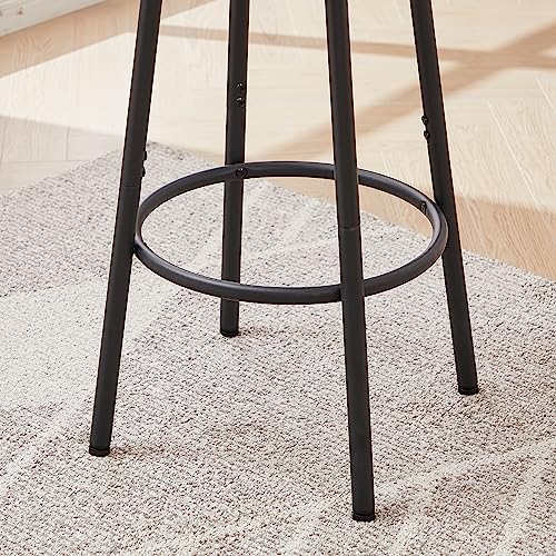 Lepfun Bistro Set of 2, Pub High Top Round Table and Chairs Upholstered Cushion, Storage Shelf and Backrest, 3-Piece Bar Stool Set for Breakfast Nook, Rustic Brown
