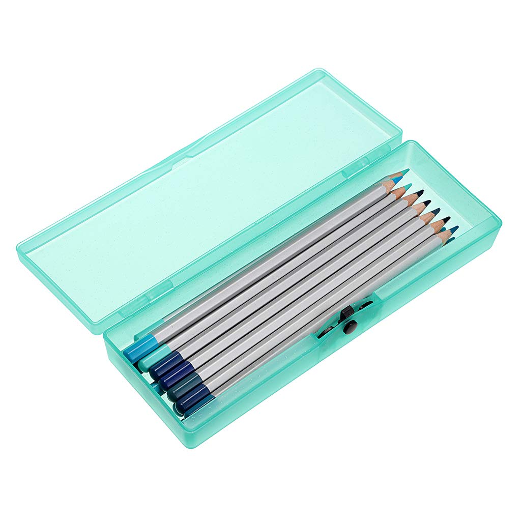 BTSKY 5 Pack Colorful Plastic Pencil Box Sketch Pencil Case Plastic Stationery Case with Snap Closure for Pencils, Pens, Drill Bits, Office Supplies