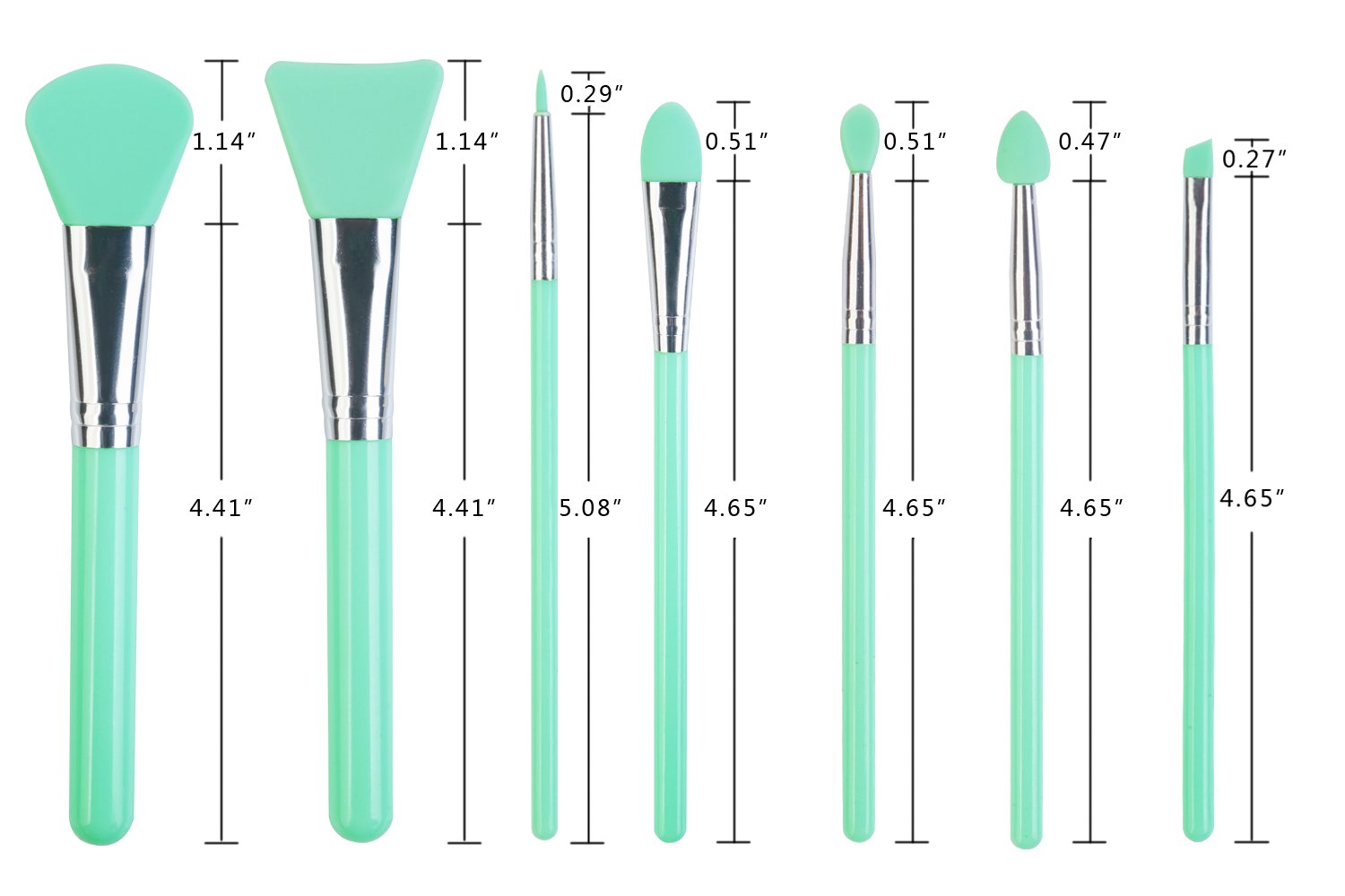 LORMAY 7 Pcs Silicone Brush applicator kit for UV Resin Epoxy Art Crafting and Cream Makeup Products (Mint Green)