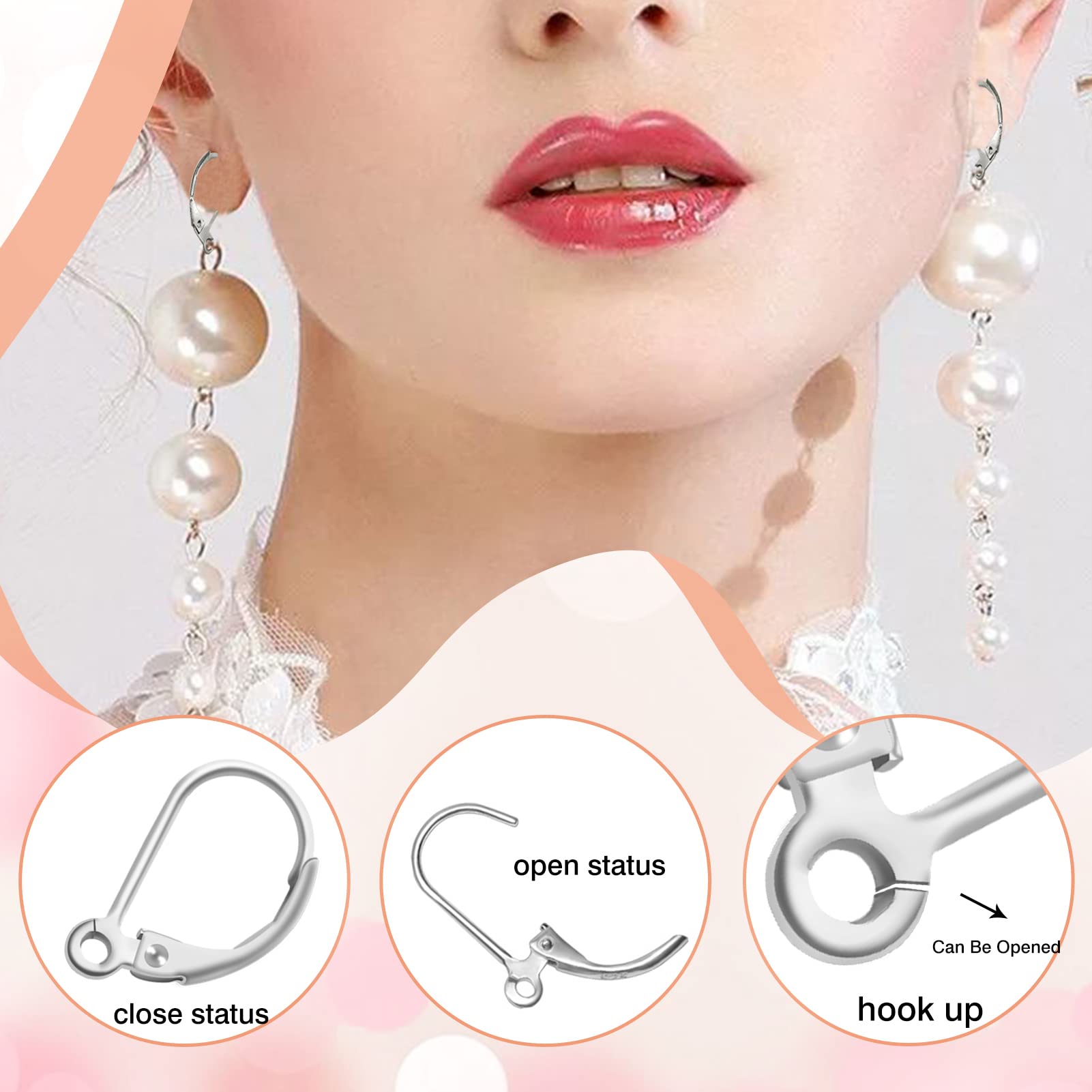 TOAOB 8pcs 925 Sterling Silver Leverback French Earring Hooks Hypoallergenic Dangle Earwire Findings 16x9mm for Jewelry Making