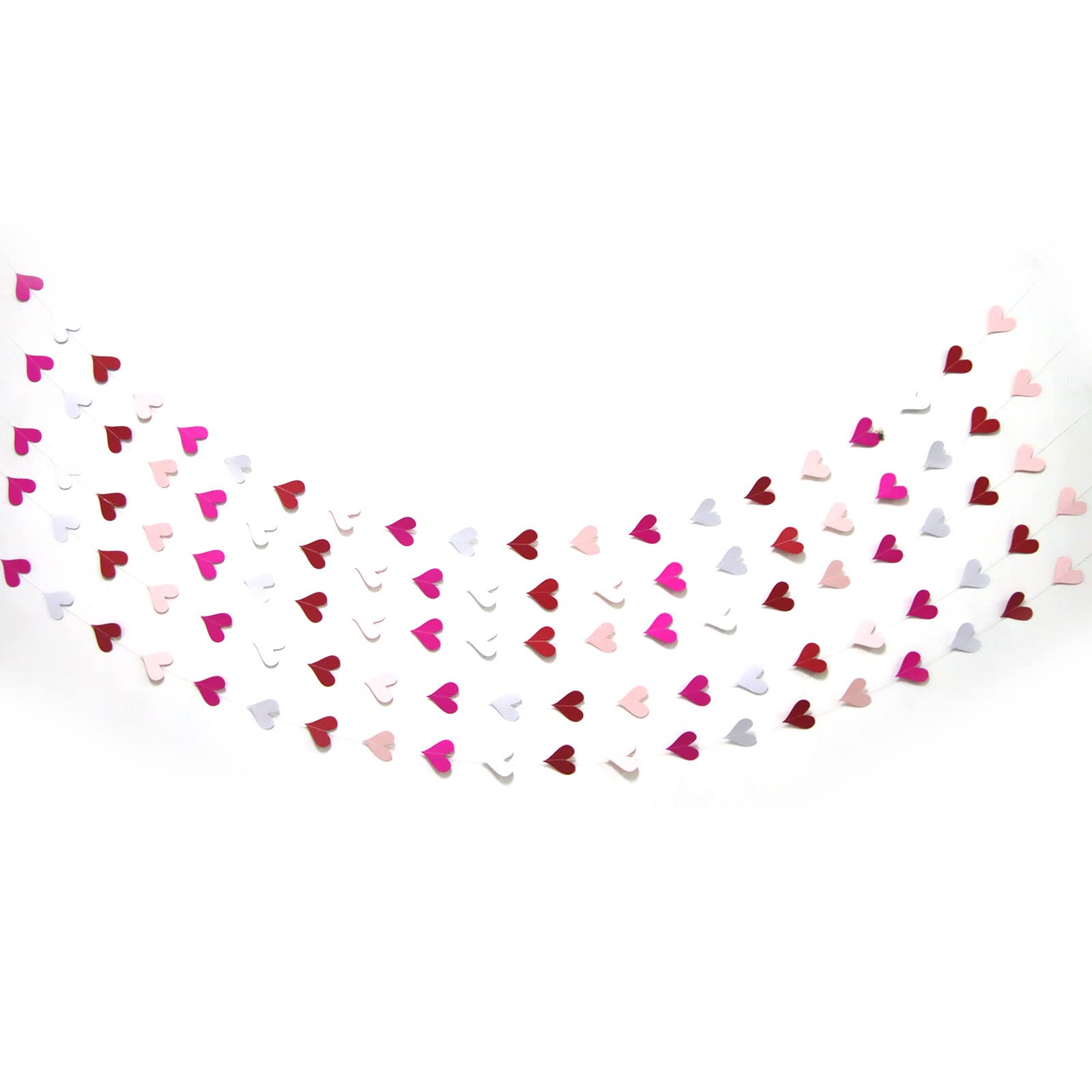5 Pcs Heart Garland Banner, 100 Hearts Hanging Valentine's Day Decoration Garland for Anniversary Valentine's Day Wedding Birthday Party Decorations
