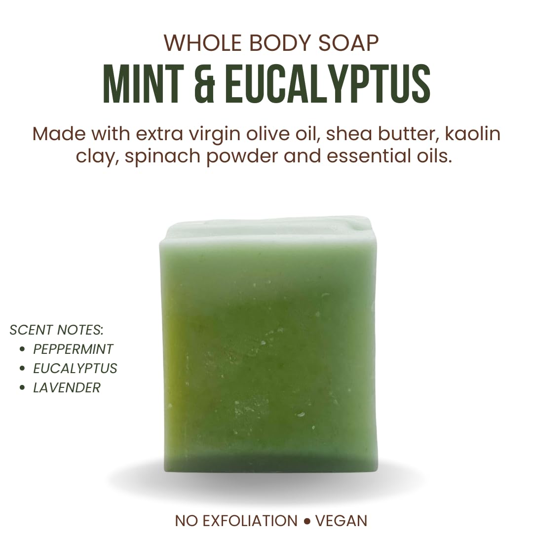 EDEN Daily Essentials - Men’s Soap - Natural Soap Bar - Mint Eucalyptus Hair & Body Soap Bar with Kaolin Clay and Peppermint Essential Oil - Masculine Scent - Made with Pure Essential Oils - Shampoo Bar - Olive Oil Soap - Shea Butter Soap - Handmade Soap