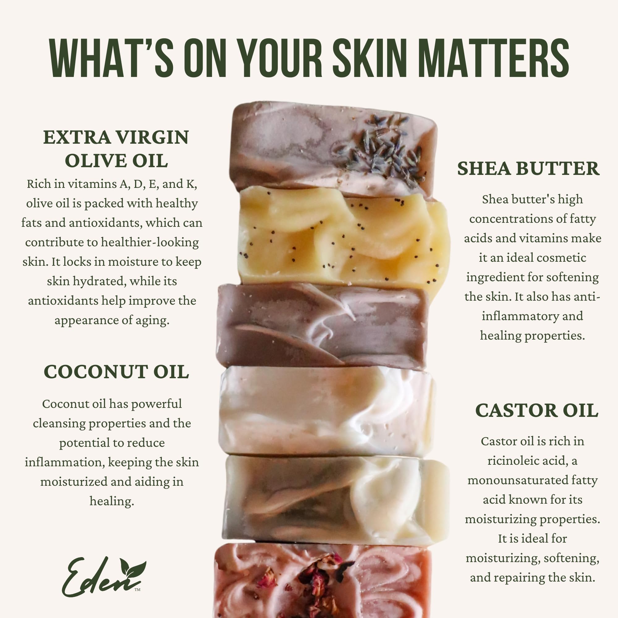 EDEN Daily Essentials - Men’s Soap - Natural Soap Bar - Mint Eucalyptus Hair & Body Soap Bar with Kaolin Clay and Peppermint Essential Oil - Masculine Scent - Made with Pure Essential Oils - Shampoo Bar - Olive Oil Soap - Shea Butter Soap - Handmade Soap