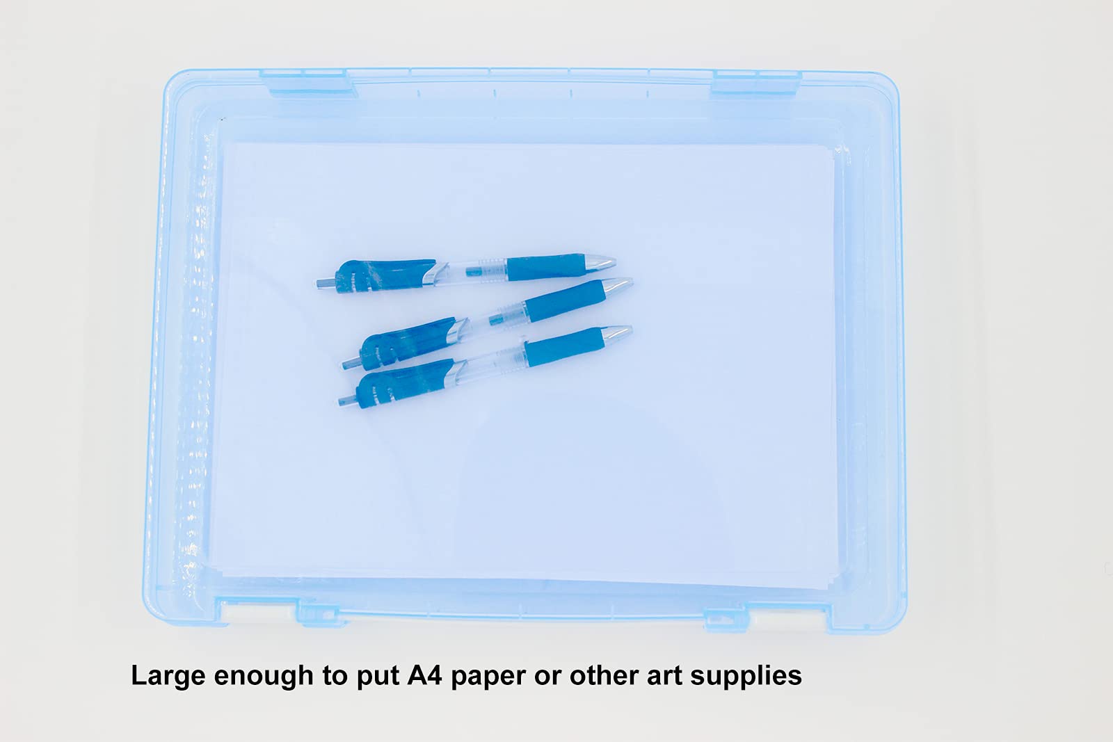 suituts 3 Pack Plastic Portable Project Case with Handle, Scrapbook Paper Storage Organizer Case, Art Craft Container Case Box, Plastic File Case for Document, Magazines Photos(14.2X10.6X2.2 Inch)