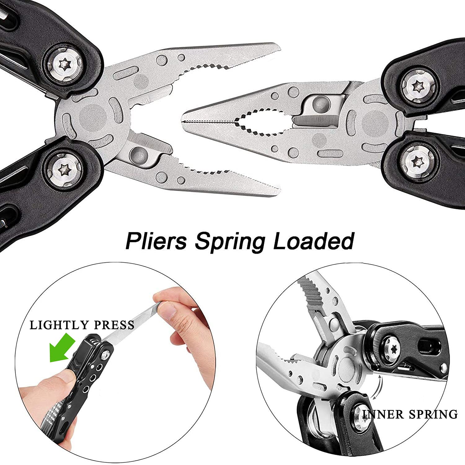 Multitool Knife for Men, Pliers Tools 15 in 1 Multi Tool with Safety Lock Screwdrivers Saw Bottle Opener Durable Sheath Perfect for Camping Survival Hiking