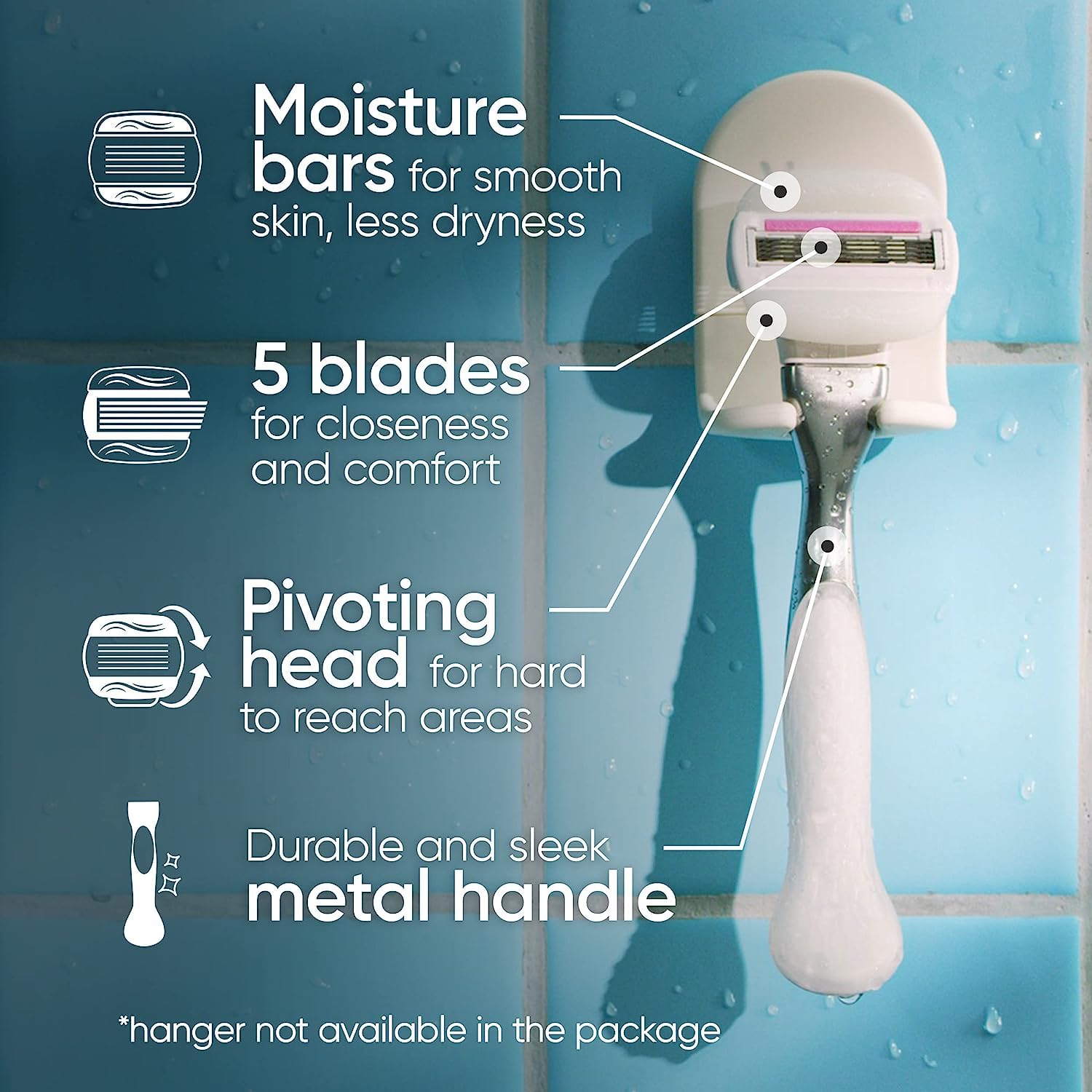 Gillette Venus Comfortglide with Olay Sugarberry Womens Razor Handle + 2 Blade Refills, Silver, 1 Count