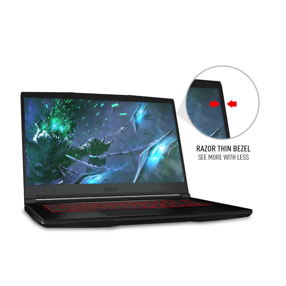 MSI GF63 Thin 9SC-068 15.6" Gaming Laptop, Thin Bezel, Intel Core i5-9300H, NVIDIA GeForce GTX1650, 8GB, 256GB NVMe SSD