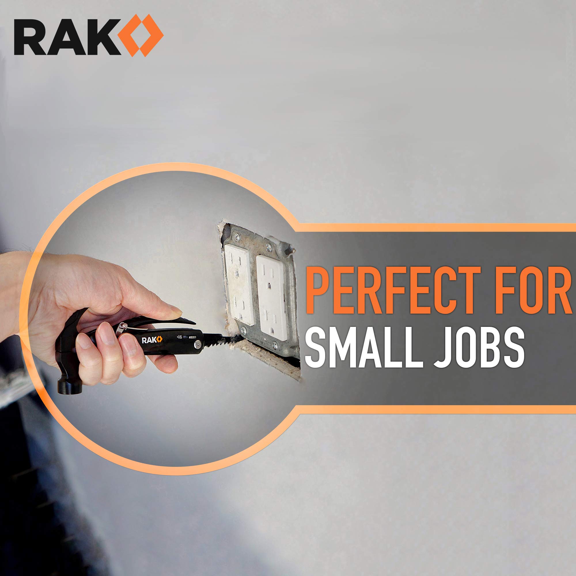 RAK Multitool Hammer - Valentine's Day Gifts For Men - Compact DIY Survival Multi Tool W/Screwdriver, Pliers, Bottle Key, Knife, Saw and More - Backpacking Gear & Camping Accessories