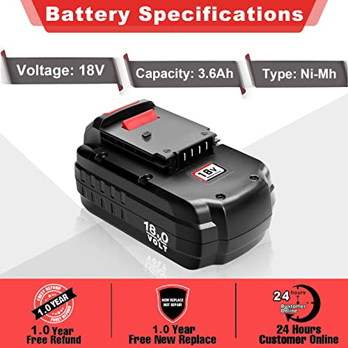 VANTTECH 2Pack PC18B 18V 3.6Ah Ni-Mh Replacement Battery for Porter Cable 18V Battery PC188 PC18B-2 PC18BLEX PCC489N PCMVC PCXMVC Compatible with Porter Cable 18V Cordless Power Tools