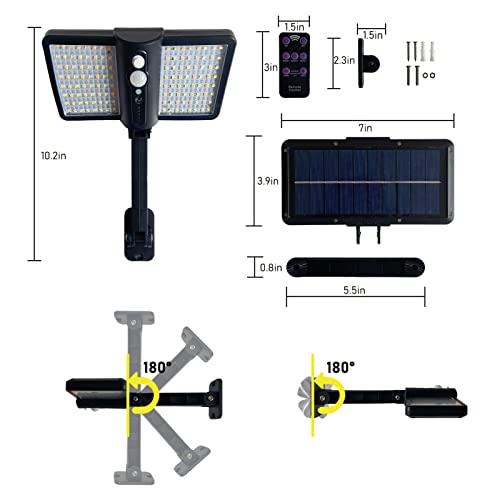 AOSANT 2 Pack Solar Lights Outdoor, 128 LED Super Bright Lamp, Wireless Waterproof Solar Flood Light, Security Motion Sensor Wall Light for Deck, Fence, Patio, Front Door, Garden, Yard, Shed, Path
