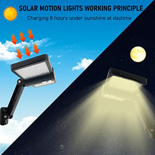 AOSANT 2 Pack Solar Lights Outdoor, 128 LED Super Bright Lamp, Wireless Waterproof Solar Flood Light, Security Motion Sensor Wall Light for Deck, Fence, Patio, Front Door, Garden, Yard, Shed, Path