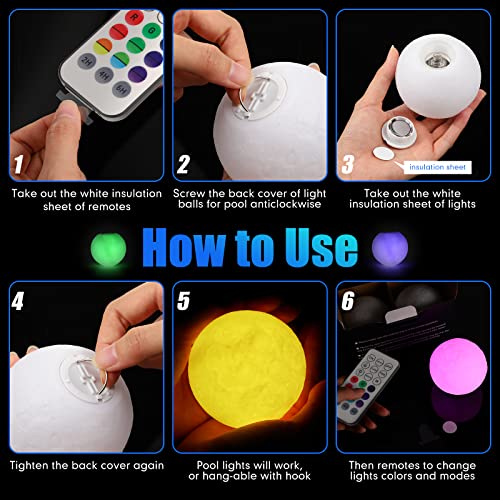 18 Pcs Floating Pool Lights, 3 Inch LED Glow Pool Ball Lights with 3 Timing Remote Waterproof Light up Pool Float Hot Tub Bathtub Night Lights for Pond Fountain Garden Lawn Pool Accessory Party Decor