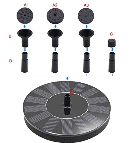 Lheng Solar Powered Fountain Pump, Solar Birdbath Fountain, 7V/1.4W Free Standing Floating Birdbath Water Pumps for Garden, Patio, Pond and PoolIdeal
