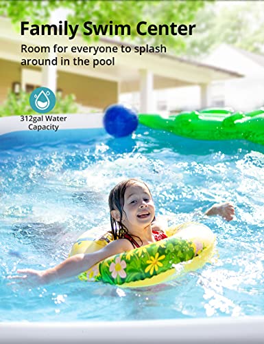 Inflatable Swimming Pool, 118" x72" x22" Family Blow up Swim Pools with Sun Shade,UV30+ Sun Shelter , Rectangular Lounging Pool for Backyard, Garden, Adults, for Age 3+