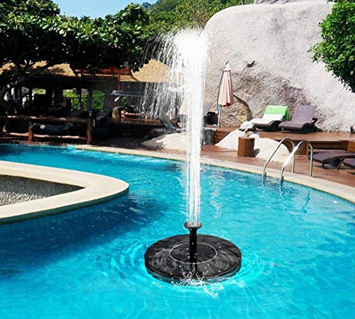 Lheng Solar Powered Fountain Pump, Solar Birdbath Fountain, 7V/1.4W Free Standing Floating Birdbath Water Pumps for Garden, Patio, Pond and PoolIdeal