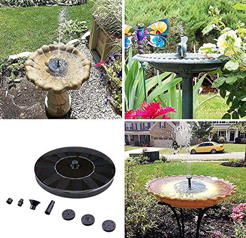 Lheng Solar Powered Fountain Pump, Solar Birdbath Fountain, 7V/1.4W Free Standing Floating Birdbath Water Pumps for Garden, Patio, Pond and PoolIdeal