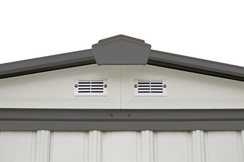 ARROW 6' x 5' EZEE Galvanized Steel Low Gable Shed Cream with Charcoal, Storage Shed with Peak Style Roof