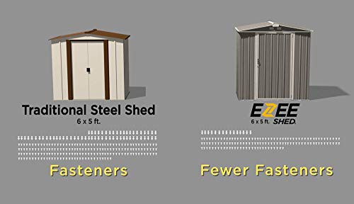 ARROW 6' x 5' EZEE Galvanized Steel Low Gable Shed Cream with Charcoal, Storage Shed with Peak Style Roof