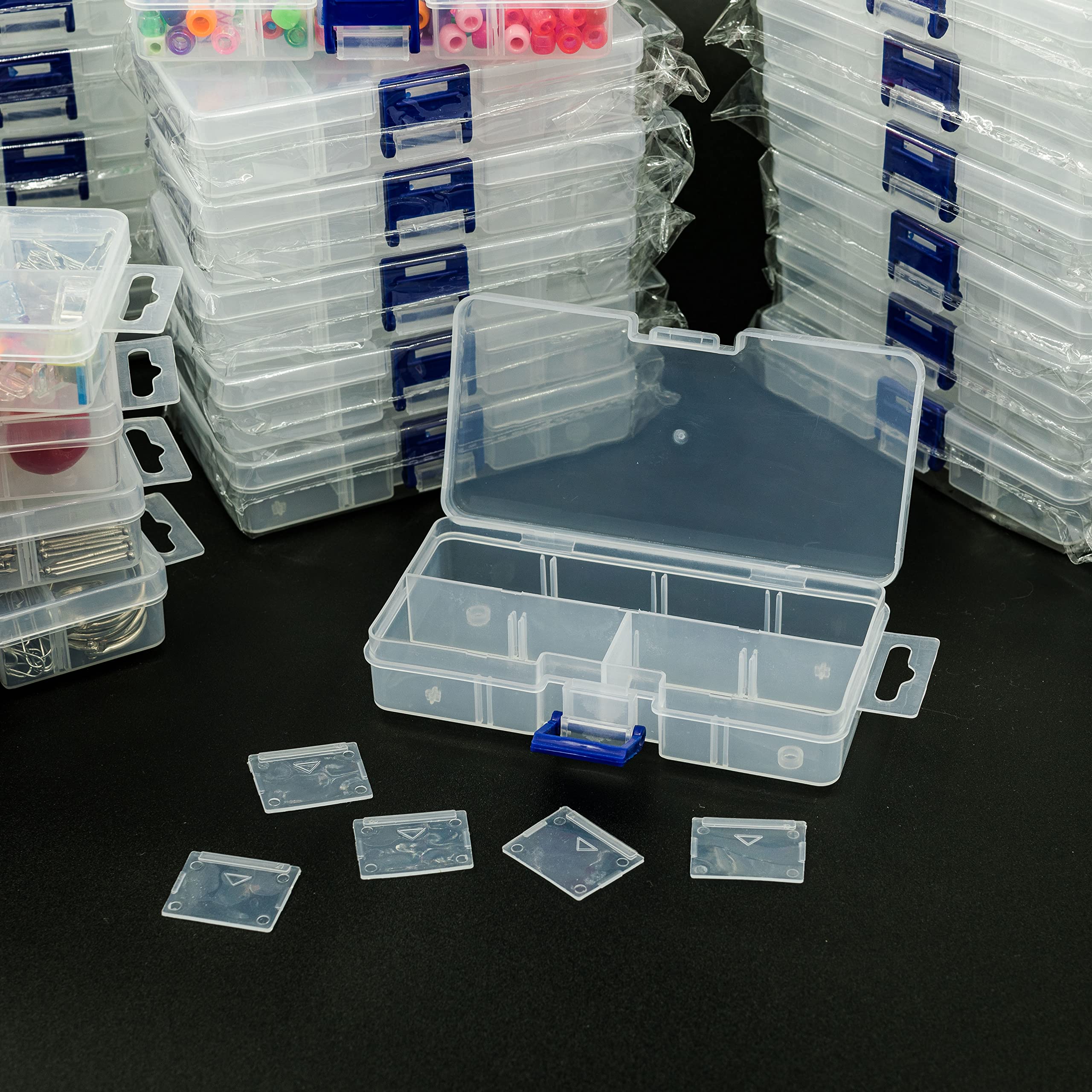 Element 115 25-Pack Small Plastic Storage Box Case Container Snackle Box 10 Grid (2.6" x 5") for Beads, Tackle Box, Fishing Hooks, Bobs, Buttons, Jewelry (Grid Size is .93" x 1.17") Pack of 25