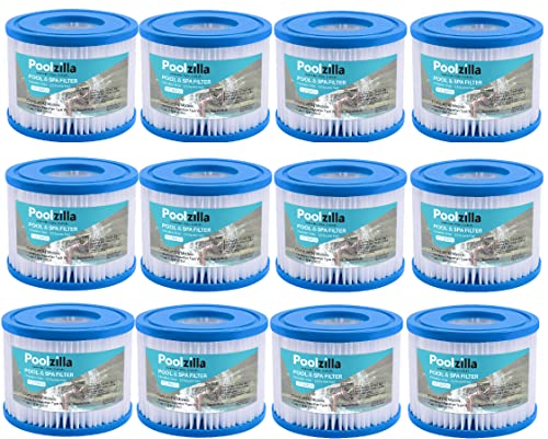 Poolzilla 12-Pack Spa Filter Cartridge Replacement for Bestway Type VI, 29001E, Coleman SaluSpa 90352E, 58323E, 58323, 58324,SUNSET FILTERS VI, Volca Spares Size VI, Lay-Z Spa | Premium Spa Filtration