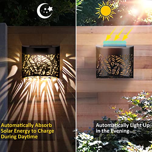 TIJNN Solar Deck Lights-4 Pack IP65 Waterproof, LED Landscape Lighting Solar Outdoor Light Solar Garden Light, Patio, Backyard, Patio - (Leaf)