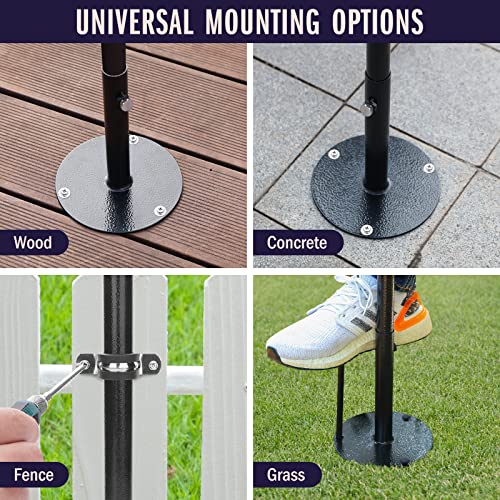 WY String Light Poles for Outdoor String Light - Light Pole with Hooks & Solar Panel Base to Hang up LED Lighting - Backyard, Garden, Patio, Deck Lighting Stand for BBQ, Party, Bistro & Weddings