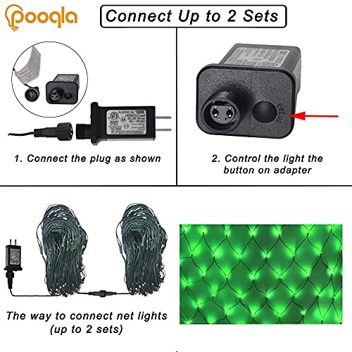 Pooqla 14.8x4.9ft Net Lights, 300 LED St Patricks Day Lights Outdoor Green Lights with 8 Lighting Modes, Connectable Waterproof Mesh String Fairy Lights for Bushes Tree Garden St. Patrick's Day Decor