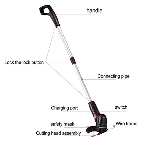 PSBYW Cordless Grass Trimmer, Li-Ion Battery with Charger, Multi-Functional, Grass Trimmer, Brushcutter, Strimmer, Garden Set (Color : Black)