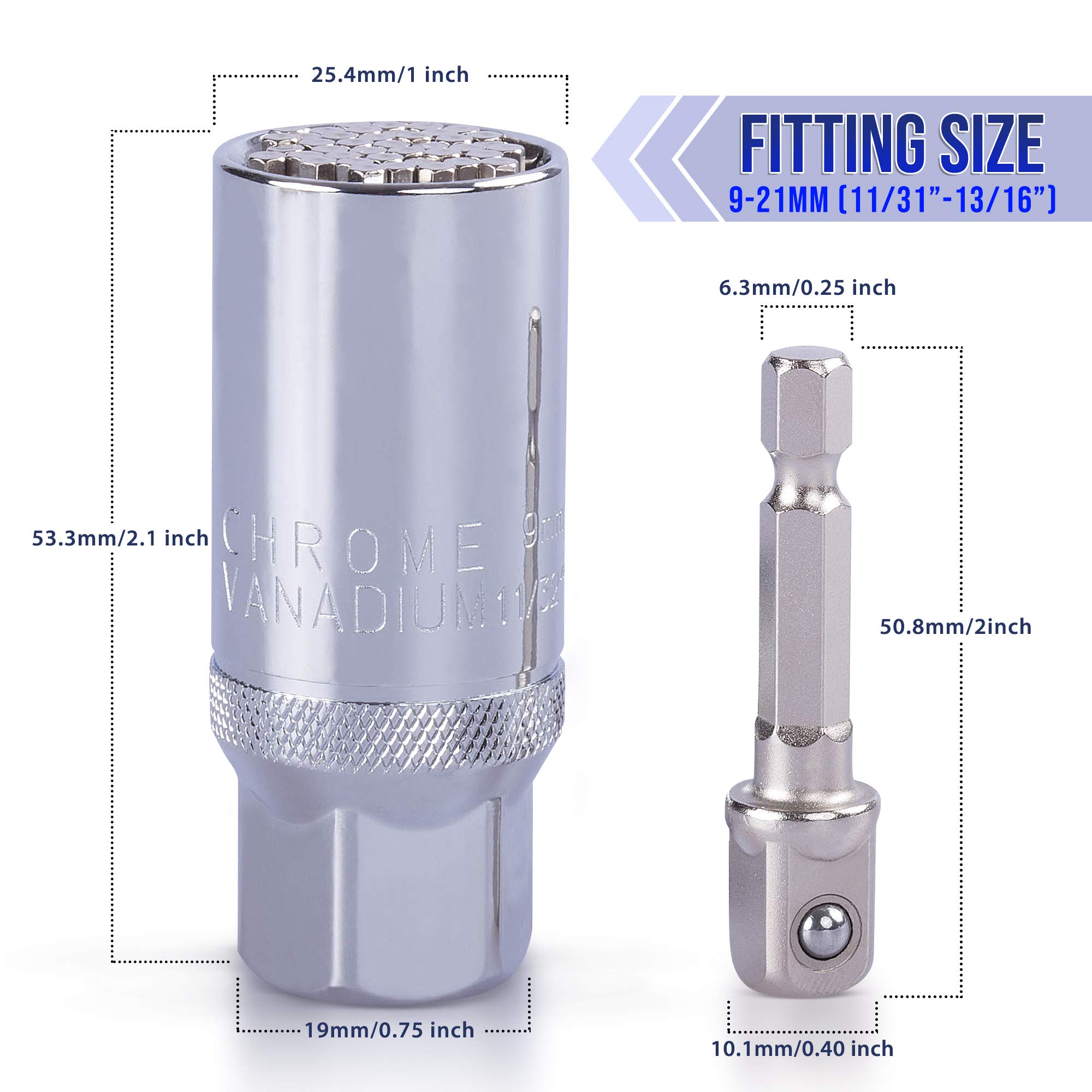 Universal Socket Tool Redesigned with Stronger Hexagon Pins By Wrenchit: Endeavor Tool That Instantly Adjusts To All Shapes And Sizes Of Bolts, Screws, Hooks And Nuts, Great for Gifts! (9-21mm)