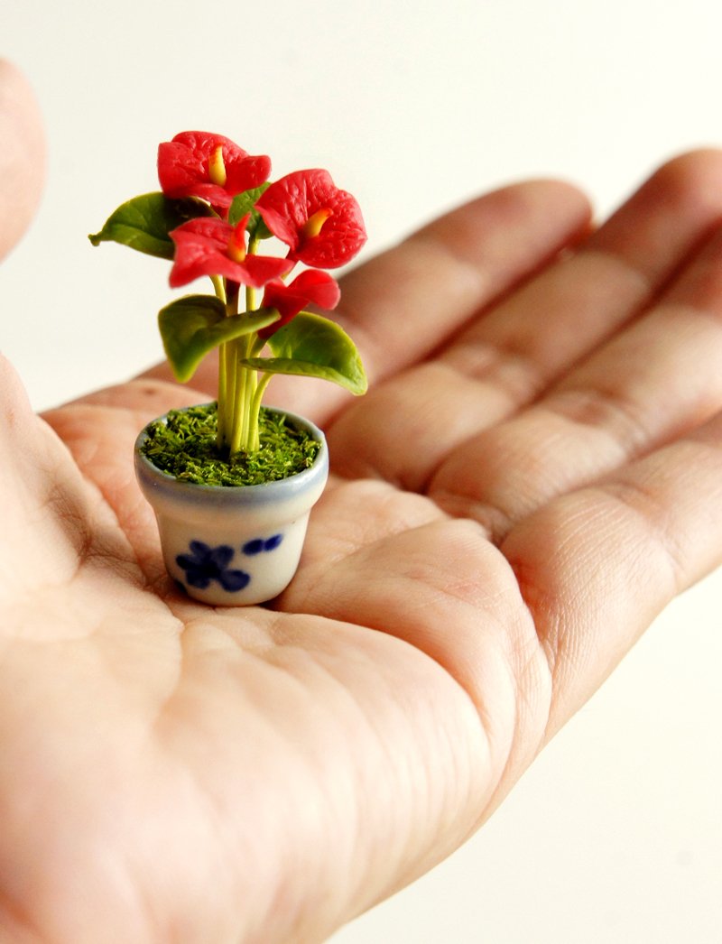 6 Miniatures Flower Garden Artificial Clay Pots Size s Scale 1:12