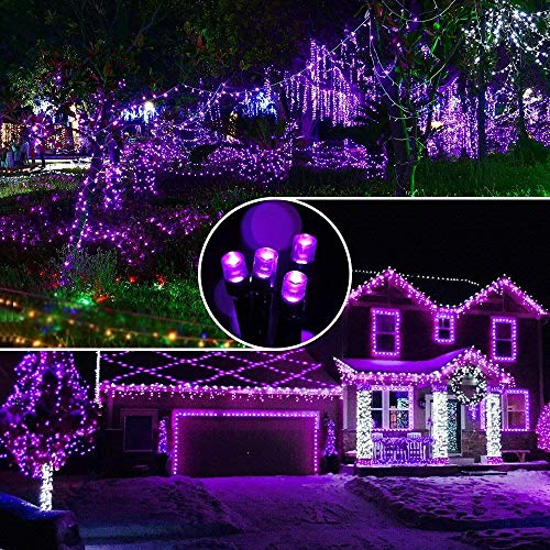 YAKEXI Christmas Solar String Lights Purple 72ft 200 LED 8 Modes Outdoor Solar Powered String Lights Waterproof Solar Fairy Lights for Tree Garden Fence Balcony,Outdoor Christmas Decoration Lights