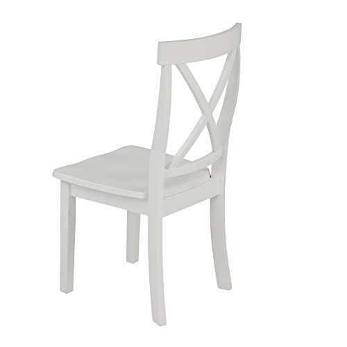 Dinehome 5-Piece Kitchen Room Solid Wood Round Dining Table and Chairs Set for 4, White