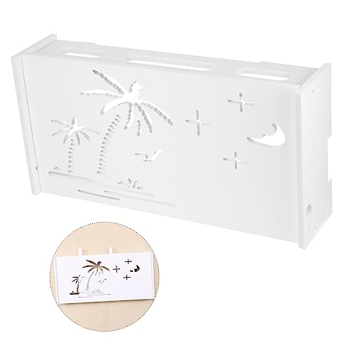 Amosfun 1pc Box STB Stand Router Wall Mount tv with Wall Mount Floating Wall Shelves Floating DVD Shelf Wall Storage Stand Wall-Mounted Rack Television Bracket Hole-Free Frame Ledge WPC