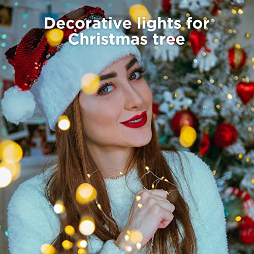 buways Fairy Lights,2-Pack Battery Operated Waterproof Warm White 50 LED Fairy String Lights,16.4ft Copper Wire Light with Remote Control for Christmas Parties,Garden and Home Decoration