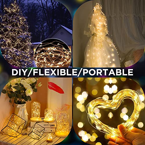buways Fairy Lights,2-Pack Battery Operated Waterproof Warm White 50 LED Fairy String Lights,16.4ft Copper Wire Light with Remote Control for Christmas Parties,Garden and Home Decoration