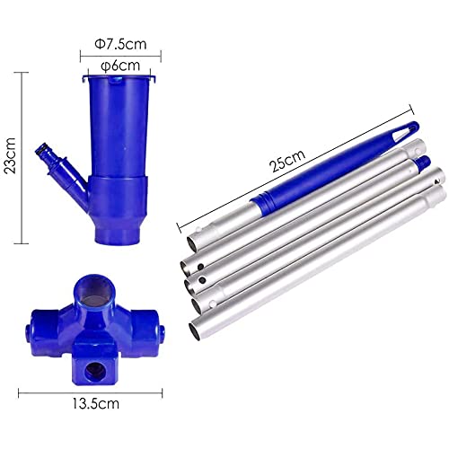 vhshppy Pool Cleaner Set, Portable Swimming Pool Fountain_Vacuum Brush Cleaner Cleaning Tool with Universal Fit Handle - Can be Attached to Garden Hose, Pool Cleaners Kit (Blue)