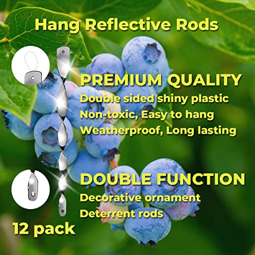 Dyvicl Reflective Scare Rods, Ornamental Spinner Deterrent Control Device for House Windows Garden Yard Outdoor, 12 Pack